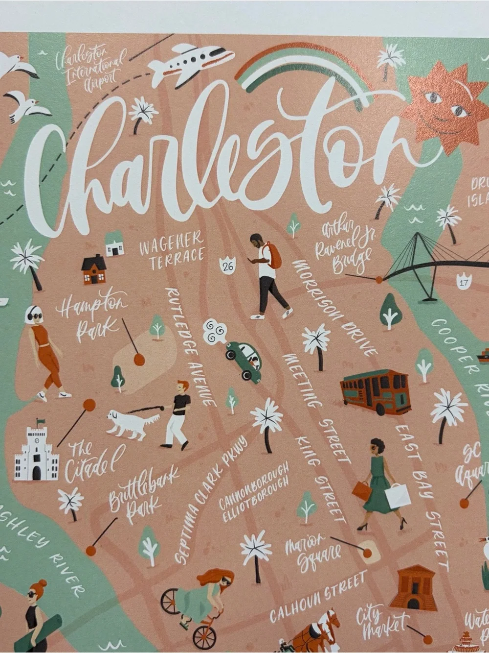 The Town Serif | Art | Charleston Sc Illustrated Map Art Print The Town ...